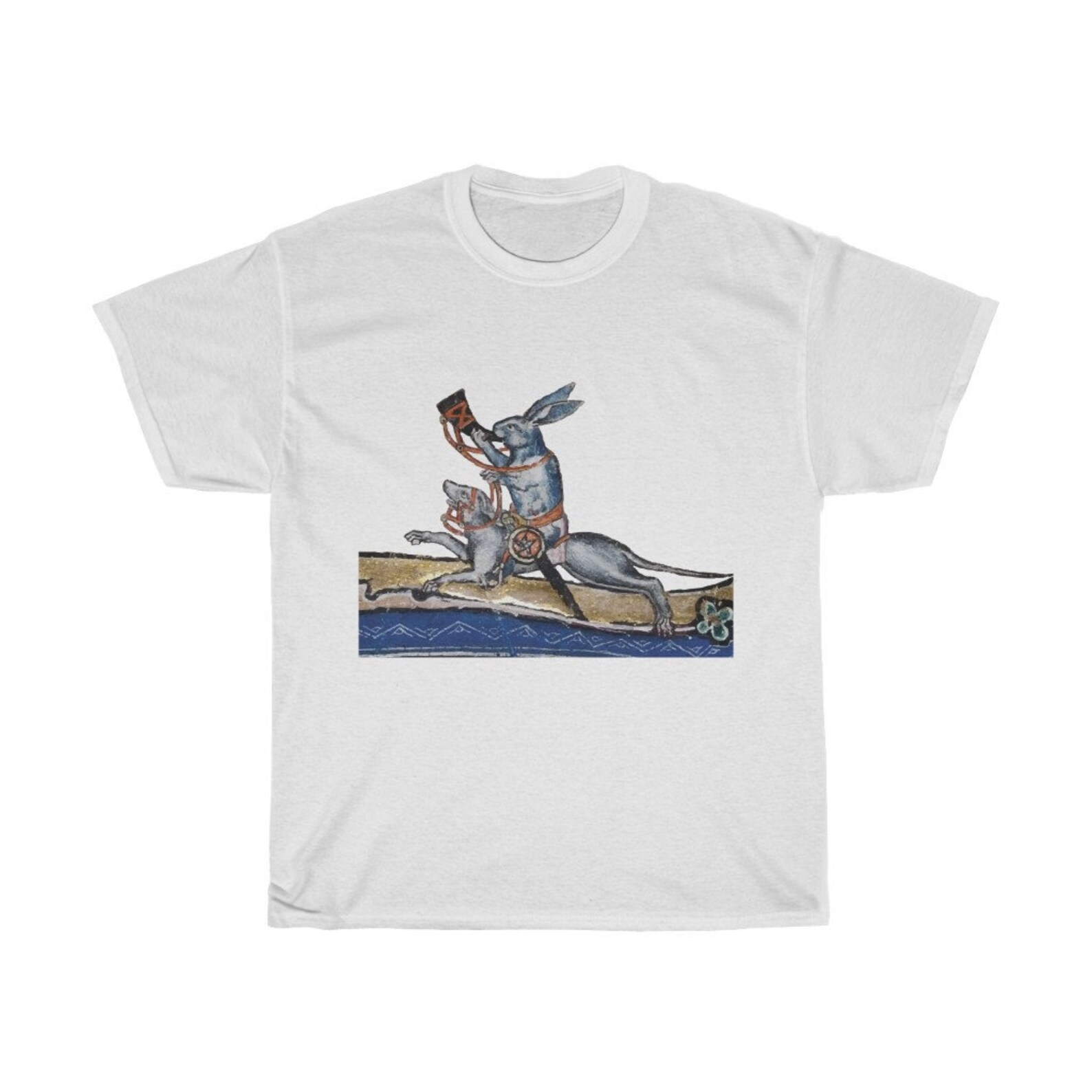 Medieval Rabbit Riding A War Dog T-shirt, Light Colors, From A Medieval ...