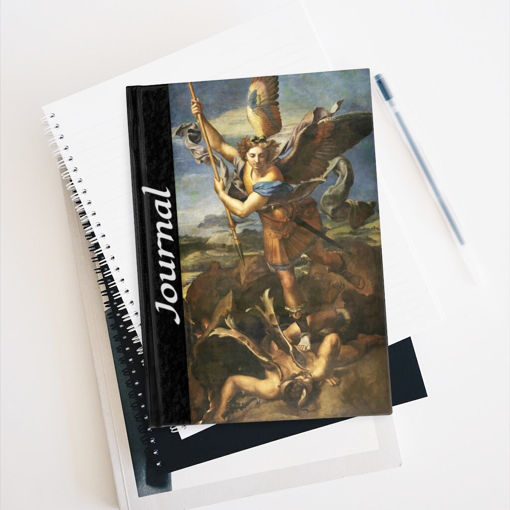 Archangel Michael Defeats Lucifer, Hardcover Journal, Opens Flat, Ruled ...