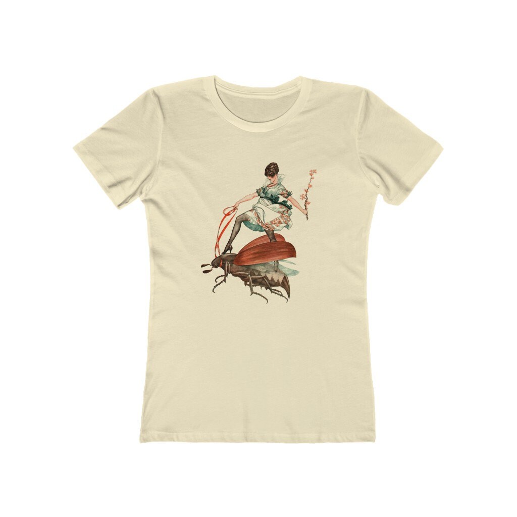 Woman Riding A Large Flying Insect, Women's Boyfriend, Vintage ...