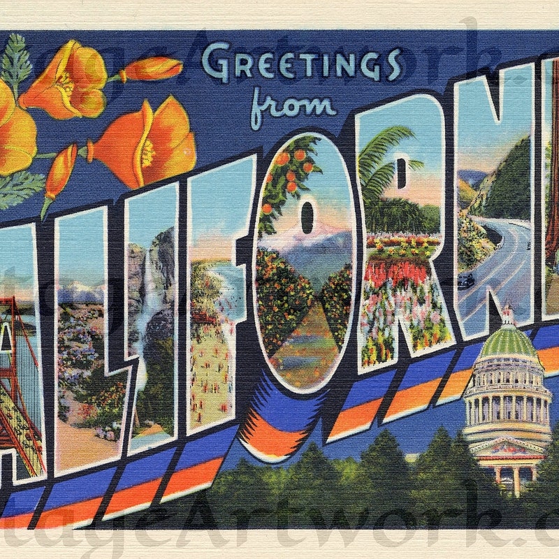 California Greeting Cards - Etsy