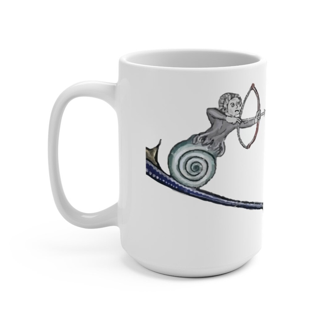 Medieval Rabbit Vs Snail Man White 15oz Ceramic Mug, From Medieval ...