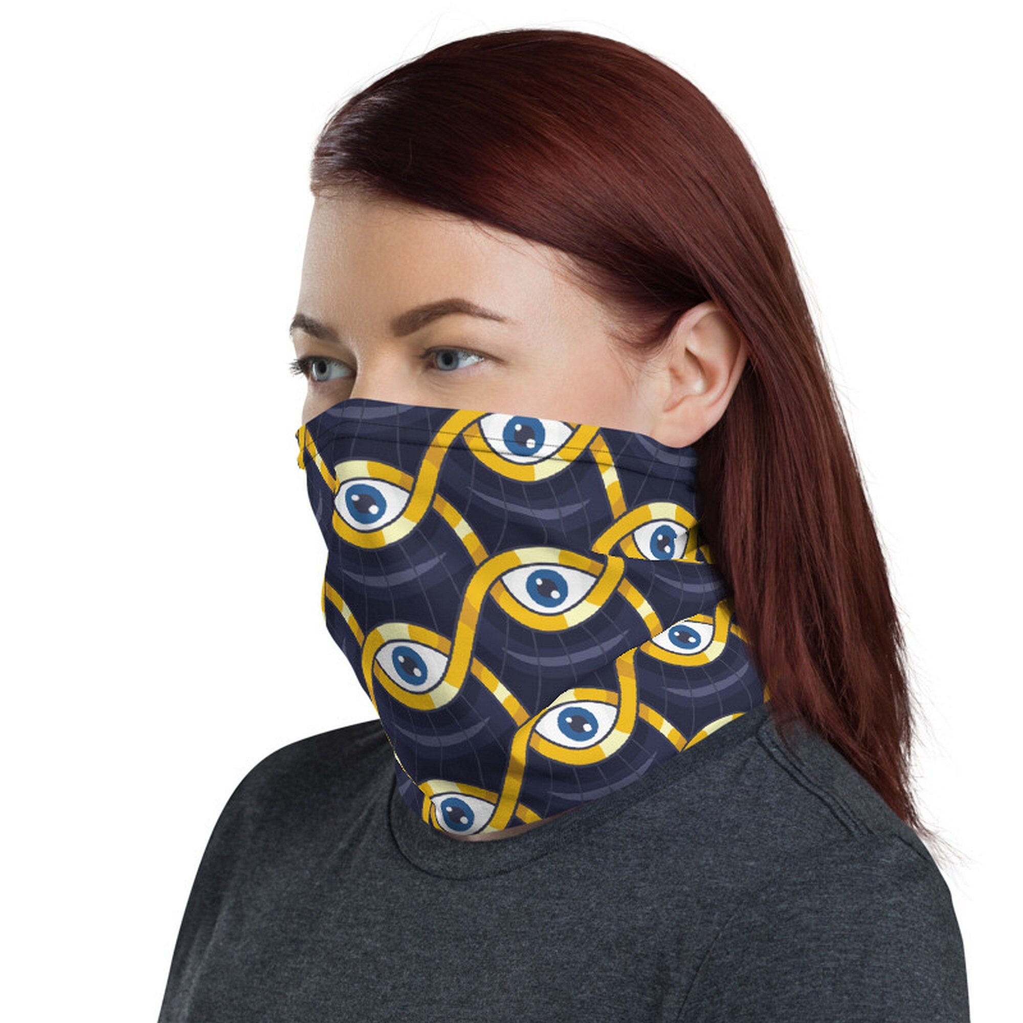 Evil Eye Talisman Neck Gaiter, Vintage Inspired Design, Headband, Bandana