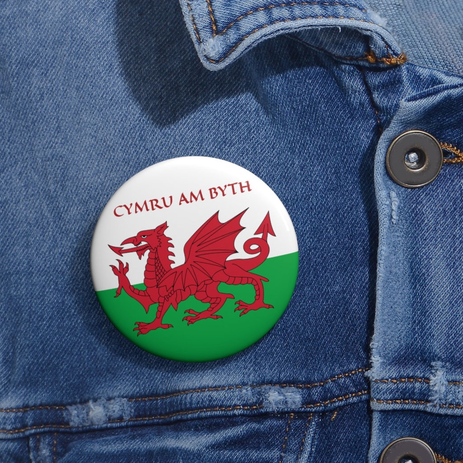 Cymru Am Byth 2 Pin Button Red Dragon Flag of Wales | Etsy