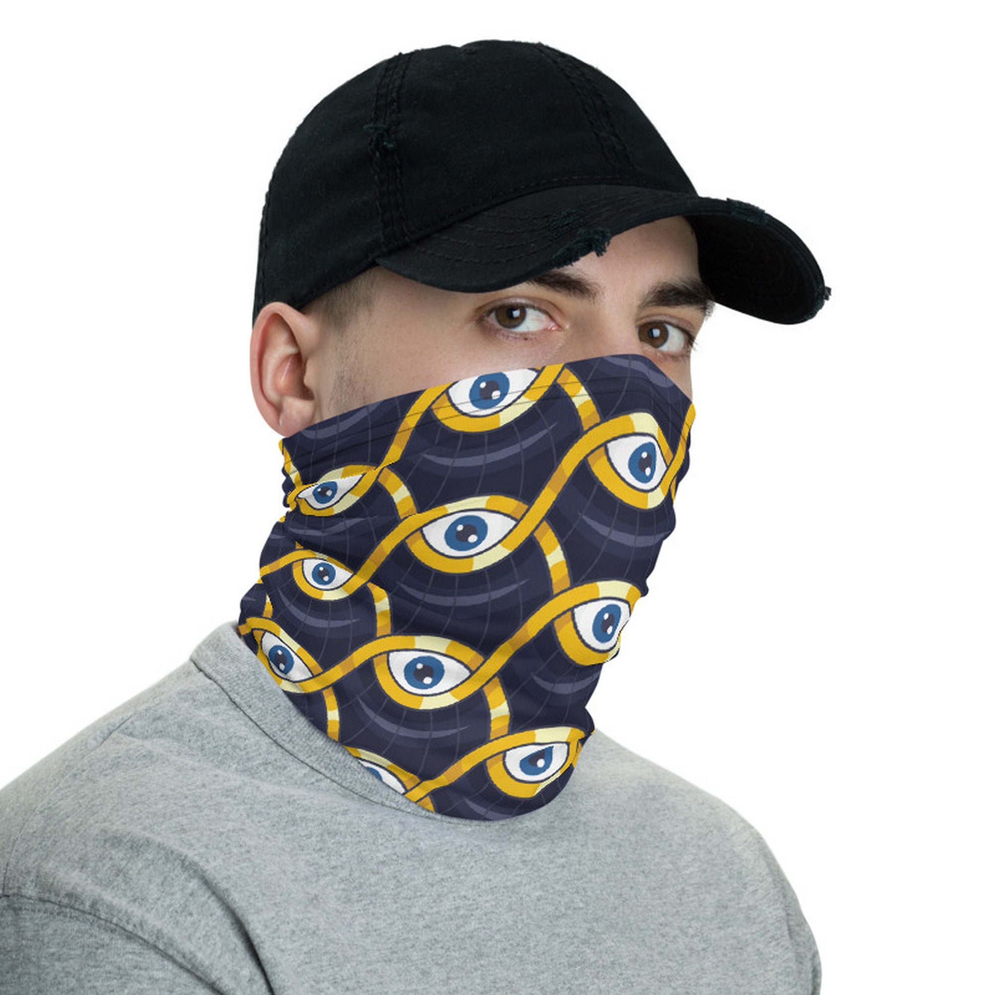 Evil Eye Talisman Neck Gaiter, Vintage Inspired Design, Headband, Bandana