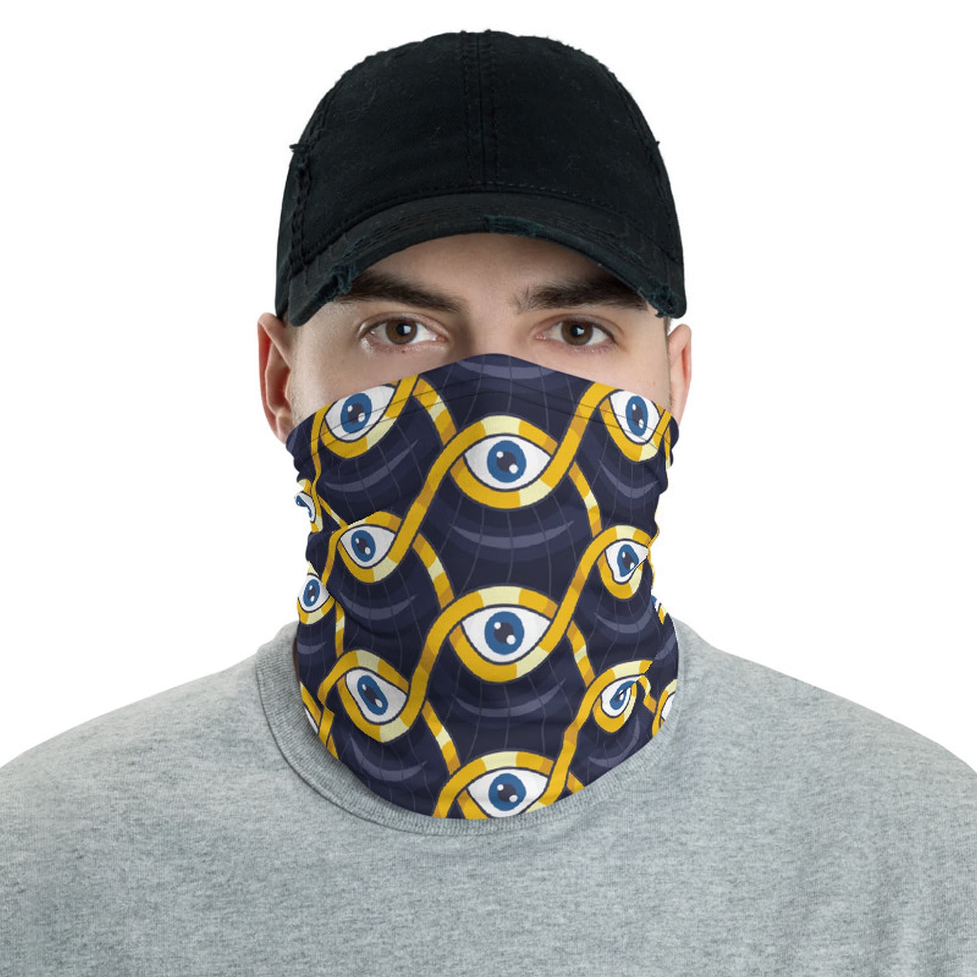 Evil Eye Talisman Neck Gaiter, Vintage Inspired Design, Headband, Bandana