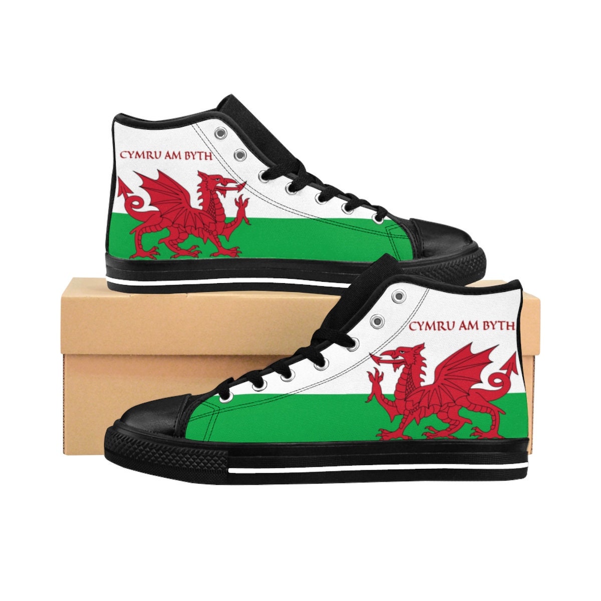 Cymru Am Byth, Men's High-top Sneakers, Red Dragon, Flag Of Wales ...
