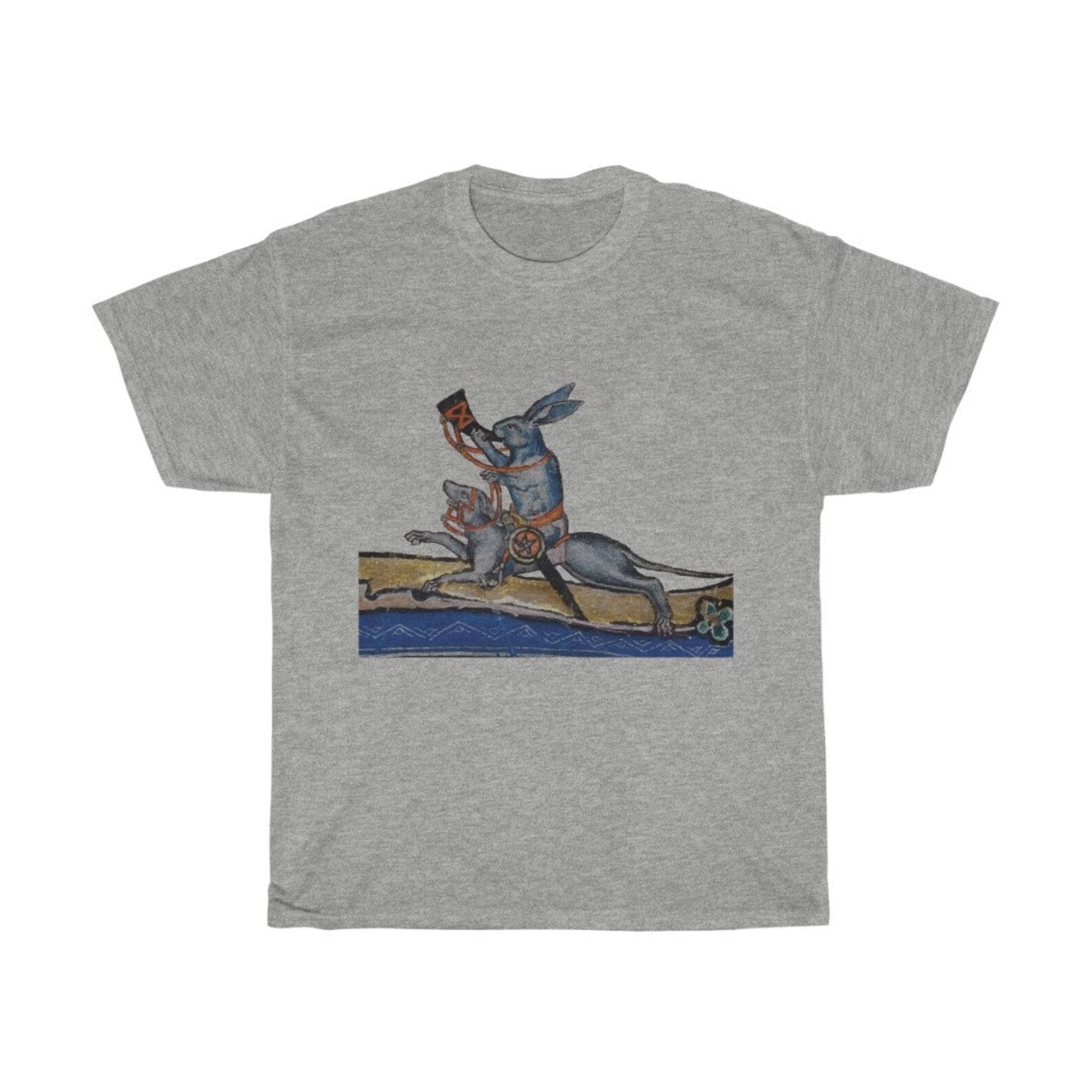 Medieval Rabbit Riding A War Dog T-shirt, Light Colors, From A Medieval ...