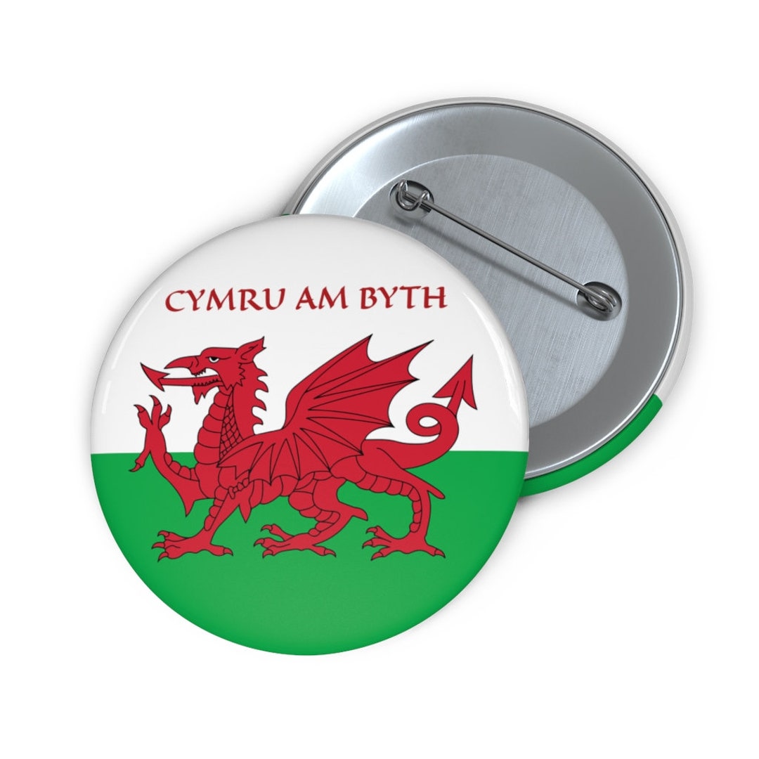 Cymru Am Byth, 2" Pin Button, Red Dragon, Flag of Wales, Welsh Motto - Etsy