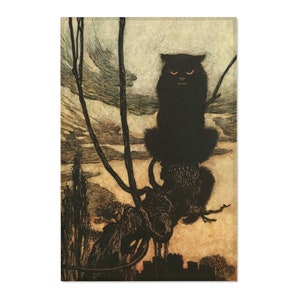 Black Cat, 2'x3' Door Mat & 4'x6' Area Rug Sizes, Halloween, Vintage ...