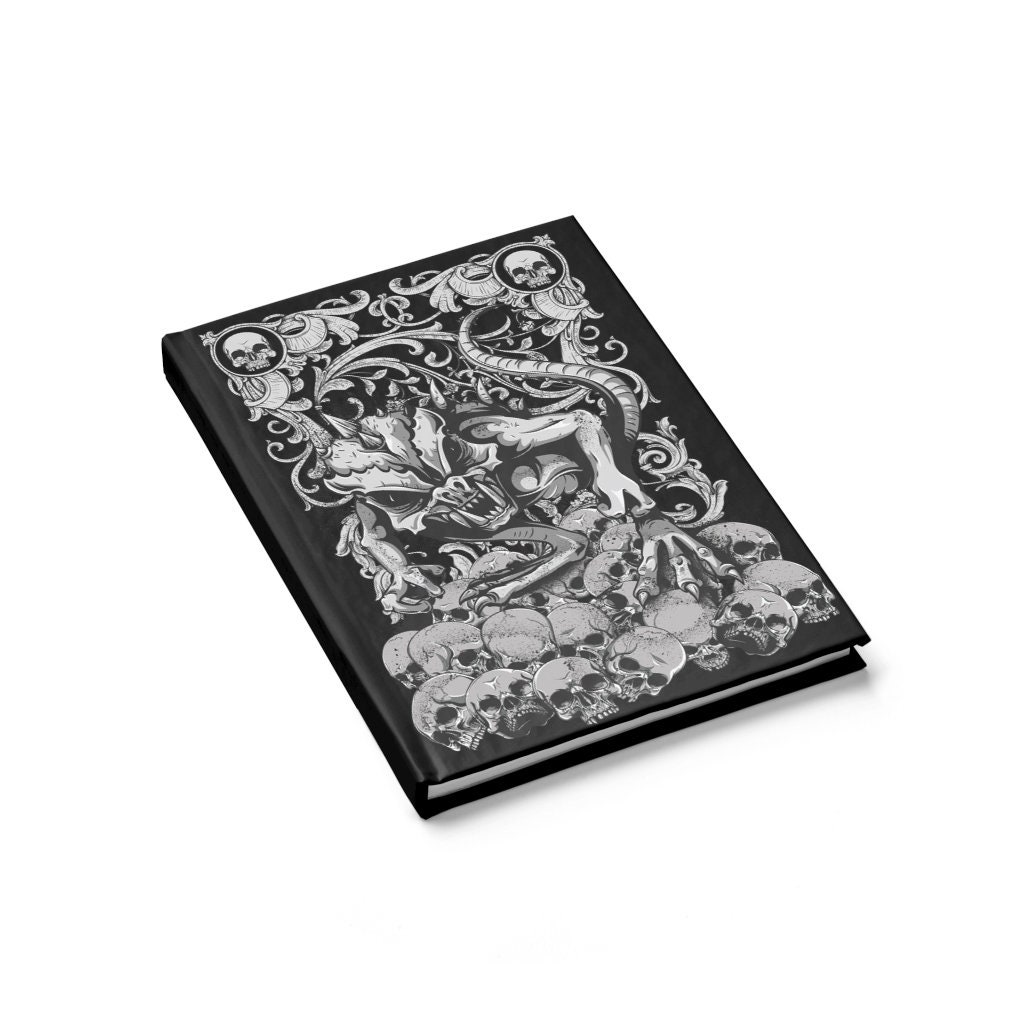 Dark Grimoire, Hardcover Journal, Ruled Line, Demon Crawling Over ...