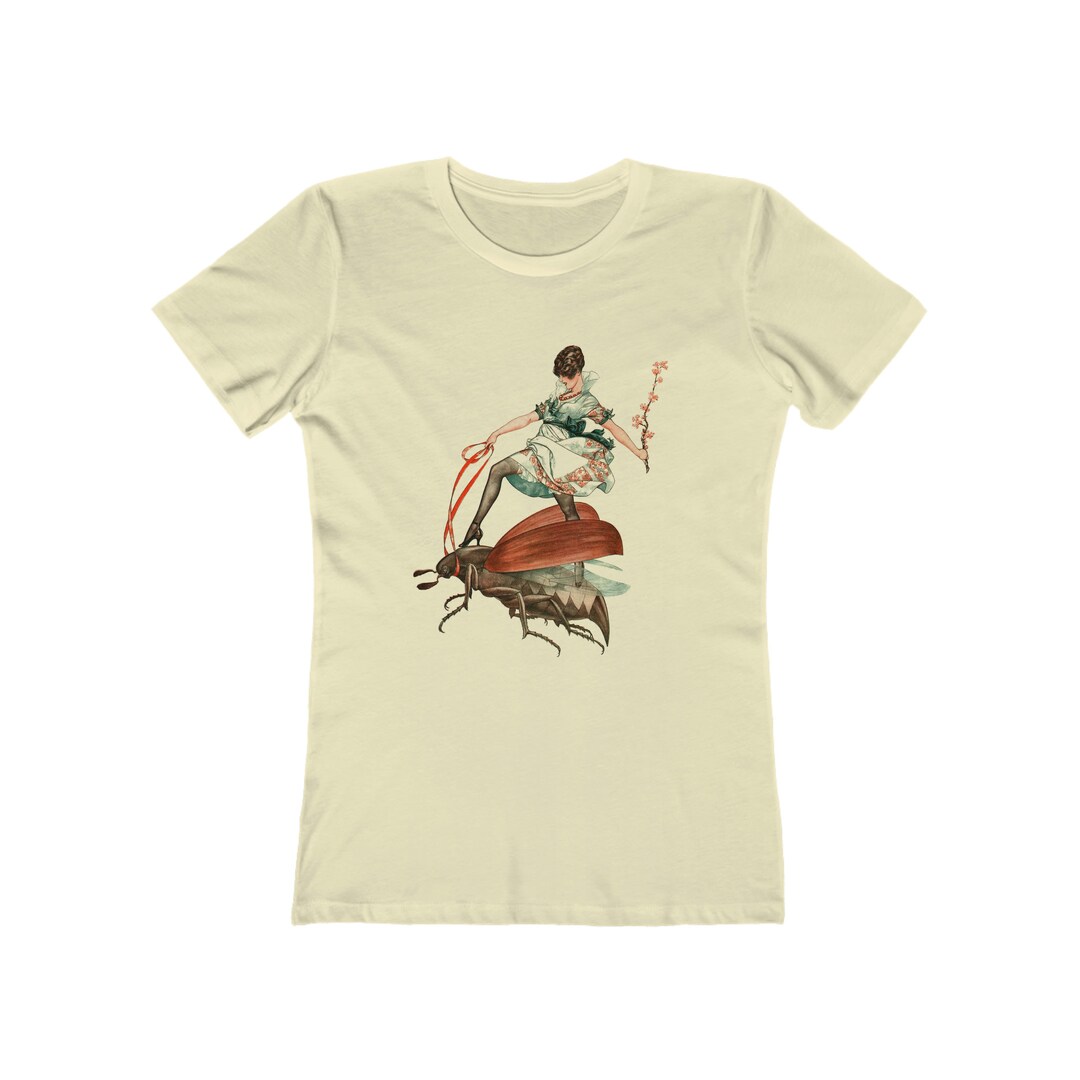 Woman Riding A Large Flying Insect, Women's Boyfriend, Vintage ...