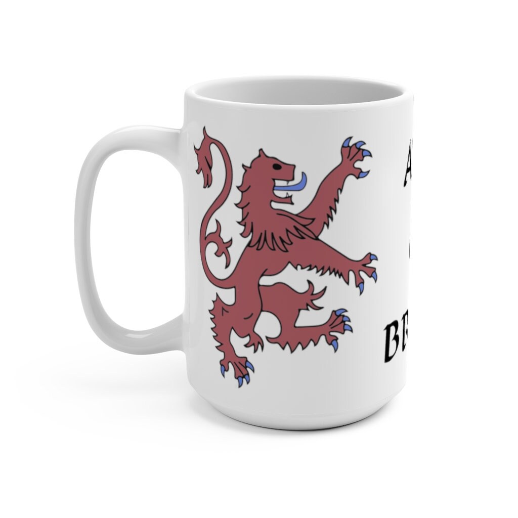 Lion Rampant of Scotland v3, 15oz White Ceramic Mug, Royal Banner of ...