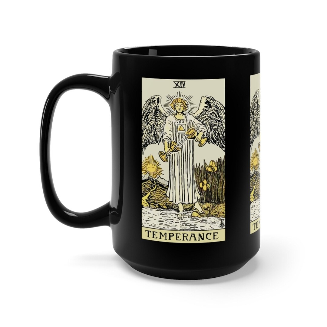 Temperance, Black 15oz Ceramic Mug, Tarot Card, Major Arcana, From ...