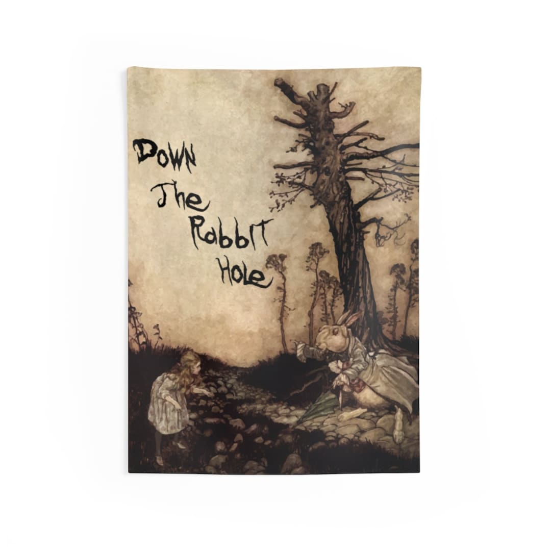 Down the Rabbit Hole, 26"x36" Indoor Wall Tapestry, Arthur Rackham ...