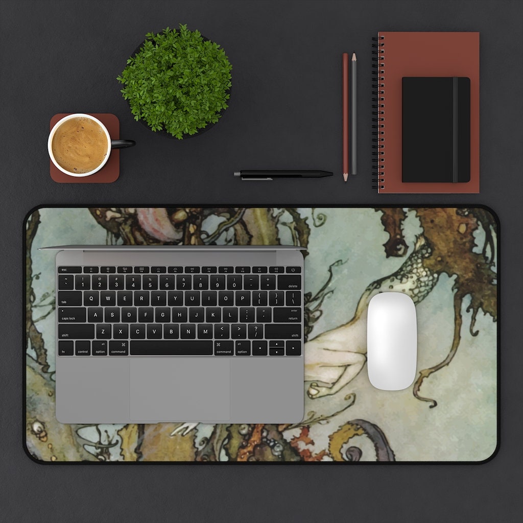 Little Mermaid Desk Mat, Vintage Illustration, Edmund Dulac