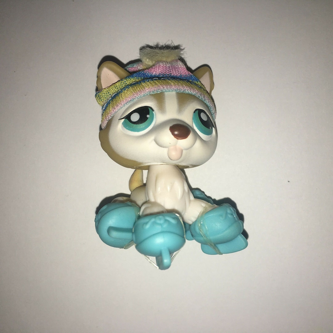 Littlest Pet Shop Husky Puppy Dog #386 With Skates & Hat Accessories ...