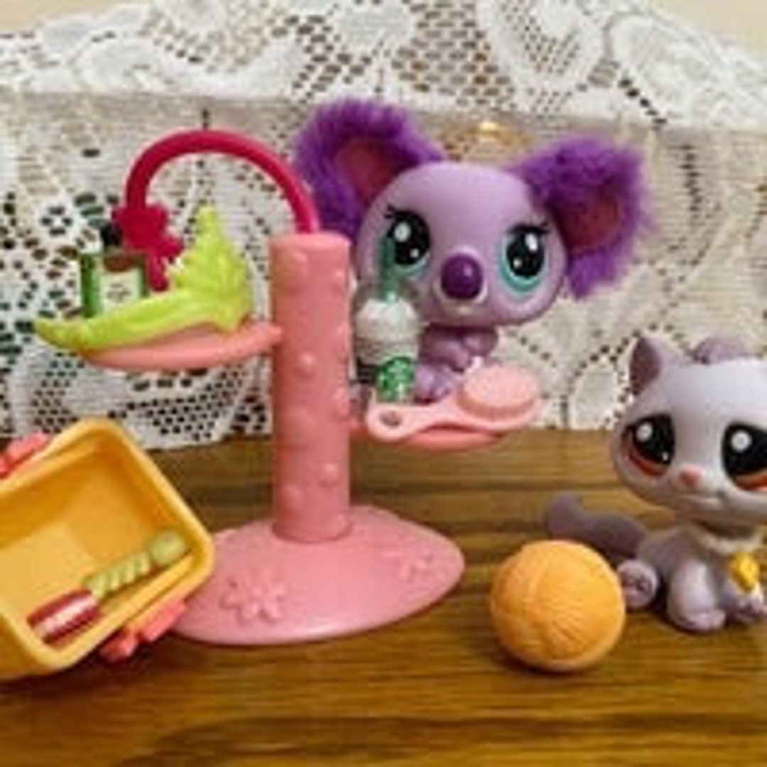 Littlest Pet Shop Tabby Cat/kitten RARE #1637 & Furry Koala Bear Friend ...