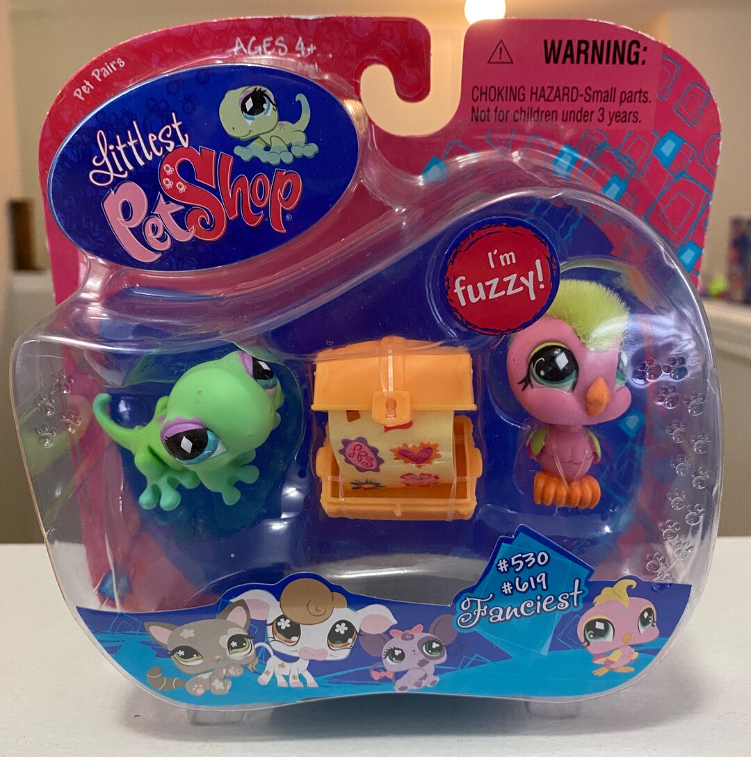 Littlest Pet Shop Fanciest Pink Parakeet and Gecko Friend 530 and 619 ...