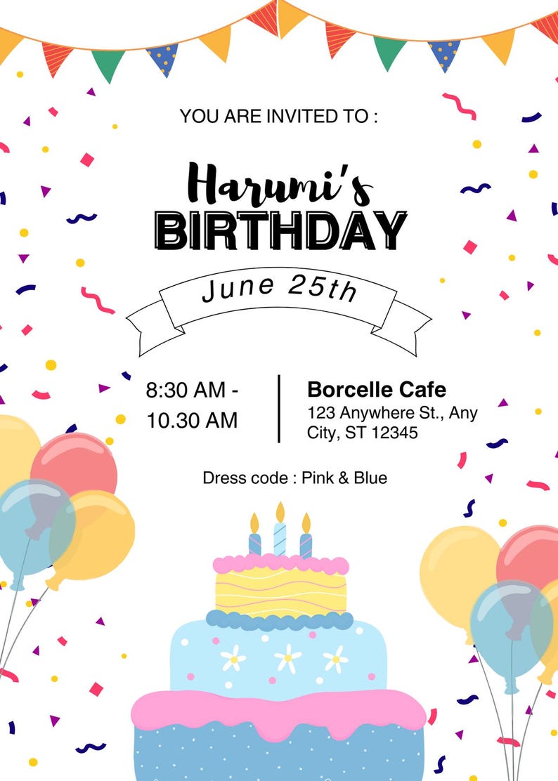 Colorful Playful Birthday Party Invitation - Etsy