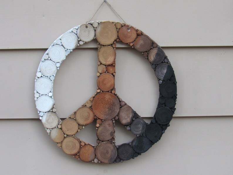 Unity Peace Sign Wooden Mosaic Wall Art With a Birch Wood - Etsy