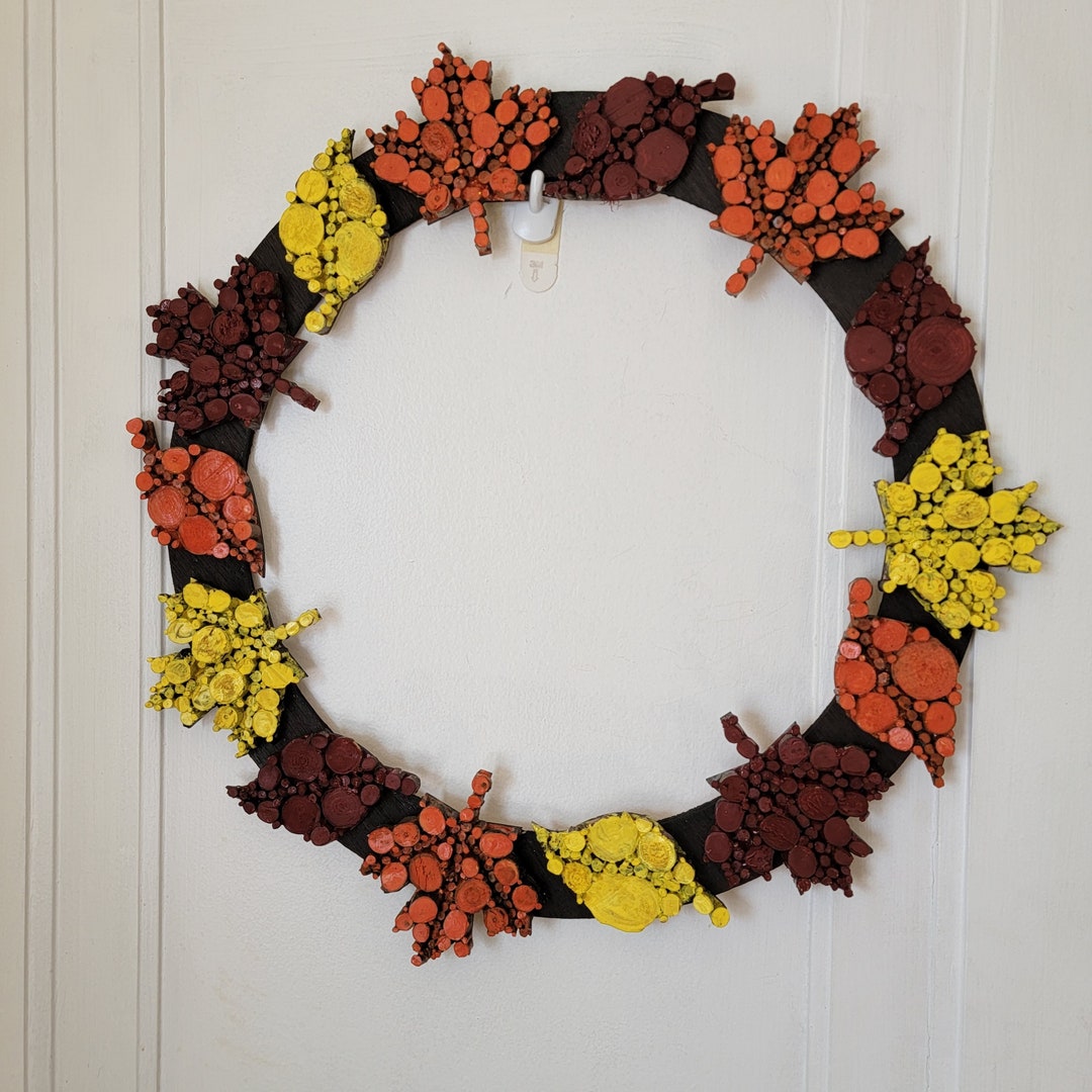 Wooden Mosaic Fall Leaf Wreath With a Birch Wood Backer. - Etsy