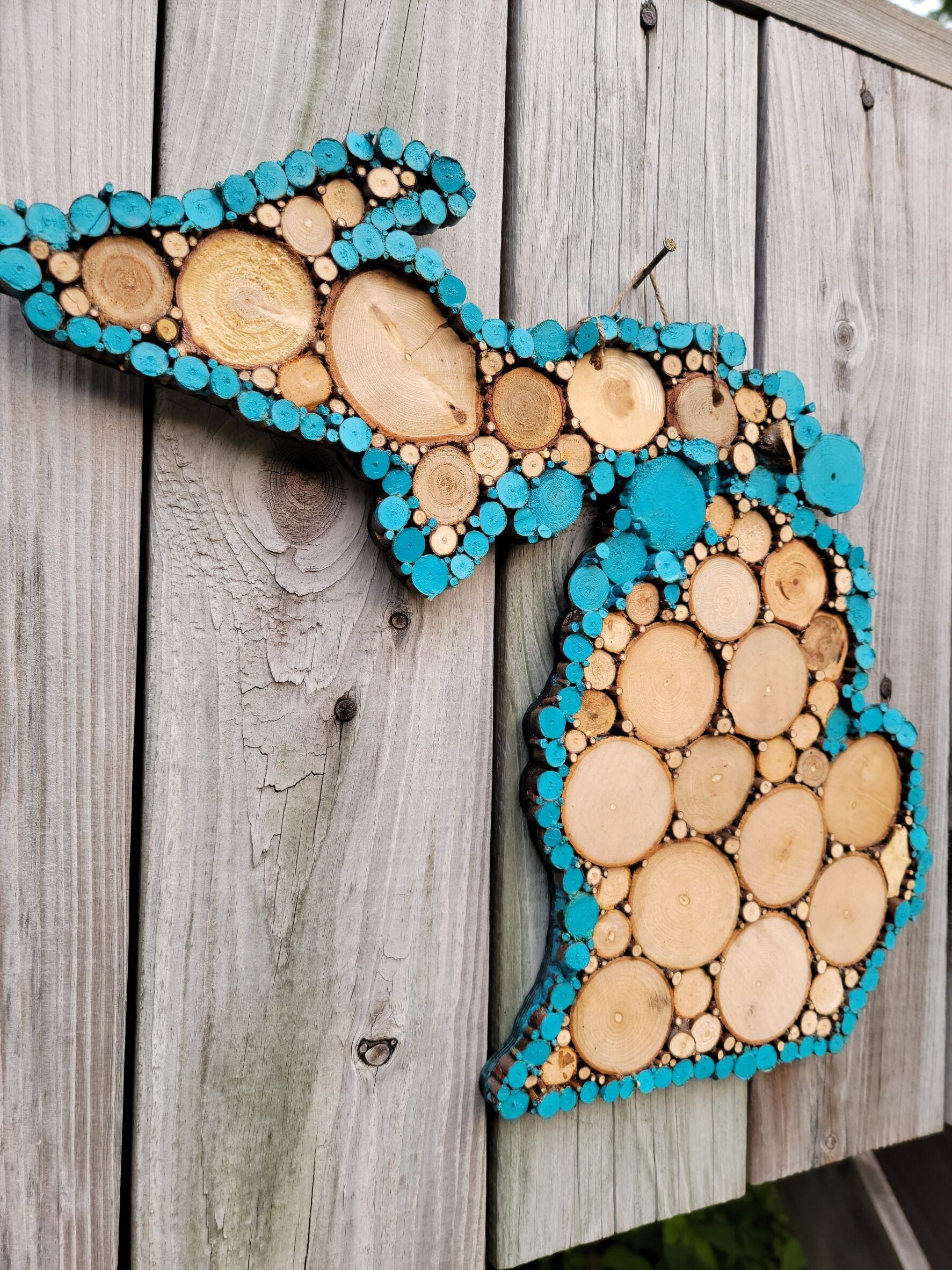 State of Michigan Wooden Mosaic Wall Art Featuring a Birch | Etsy