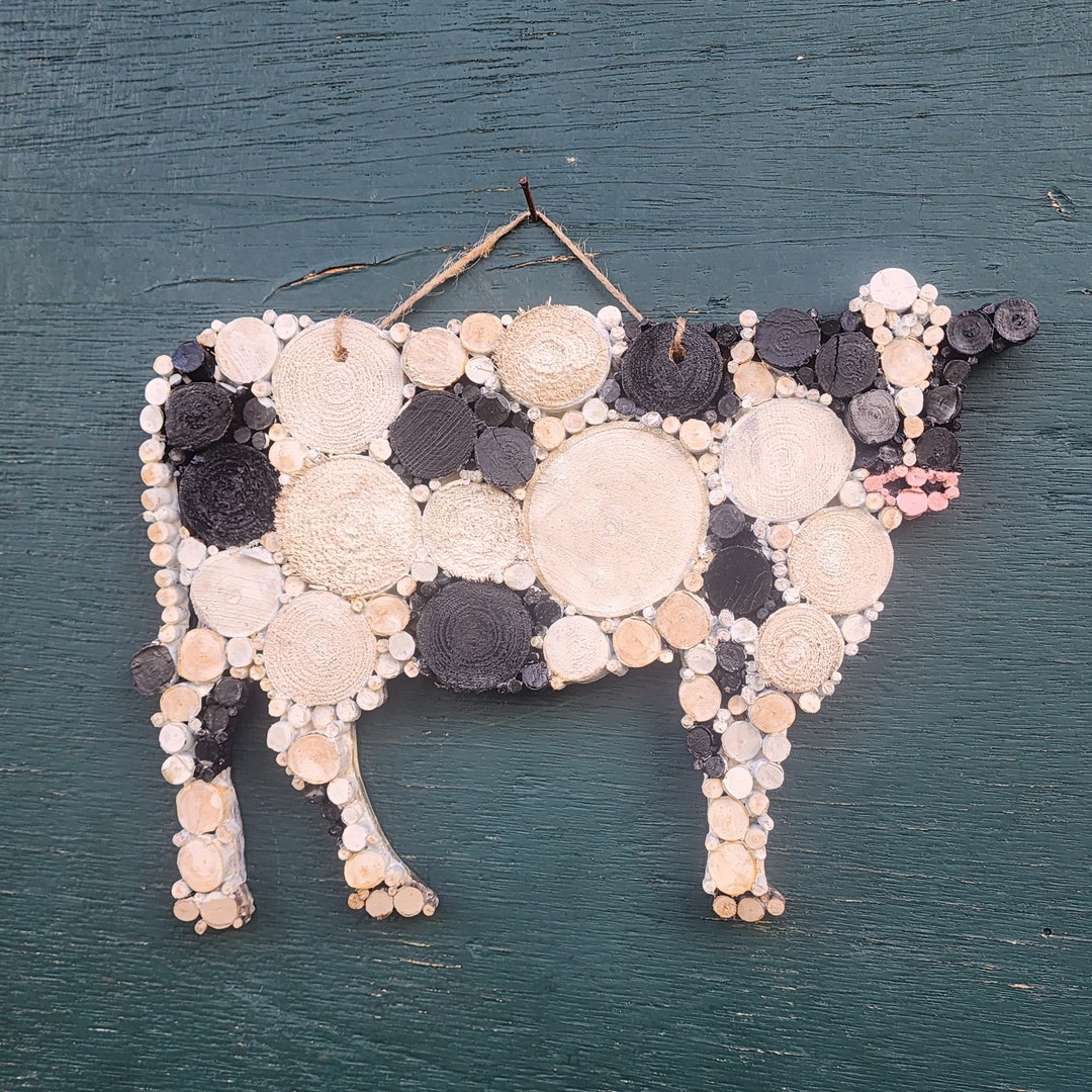 Dairy Cow Wooden Mosaic Wall Art With Birch Wood Backer - Etsy
