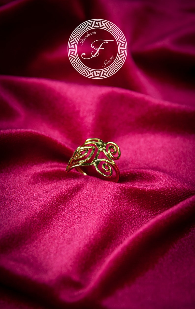 Greek Ring Key Motif Gold Plated Handmade - Etsy