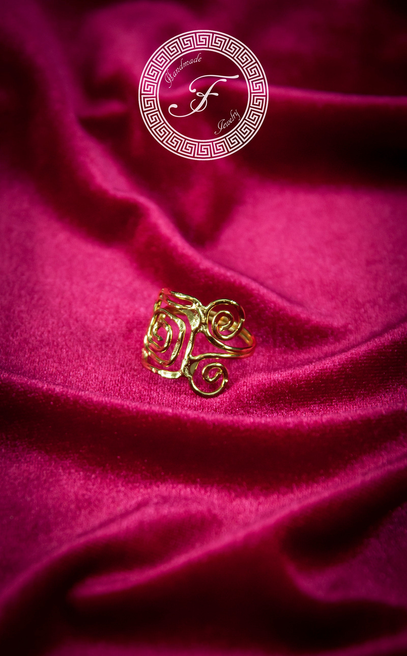 Greek Ring Key Motif Gold Plated Handmade - Etsy