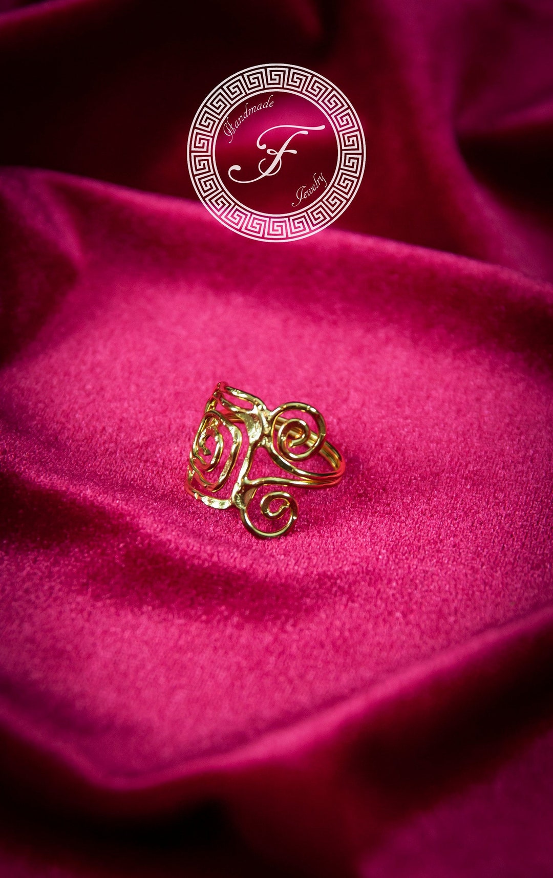Greek Ring Key Motif Gold Plated Handmade - Etsy