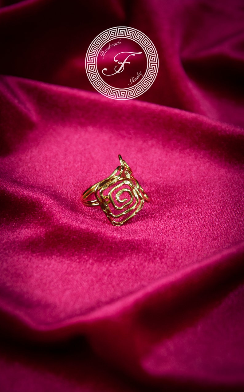 Greek Ring Key Motif Gold Plated Handmade - Etsy
