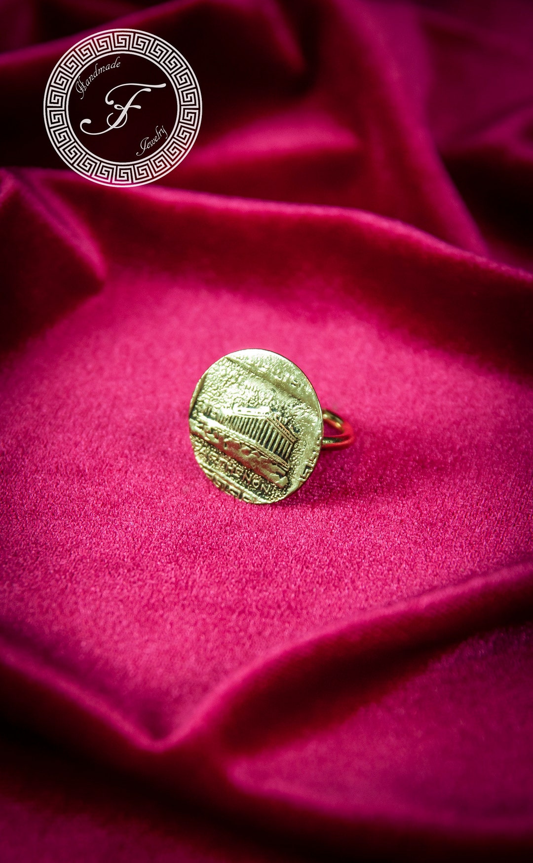 Greek Ring Acropolis Ancient Greek Motif Gold Plated Handmade - Etsy