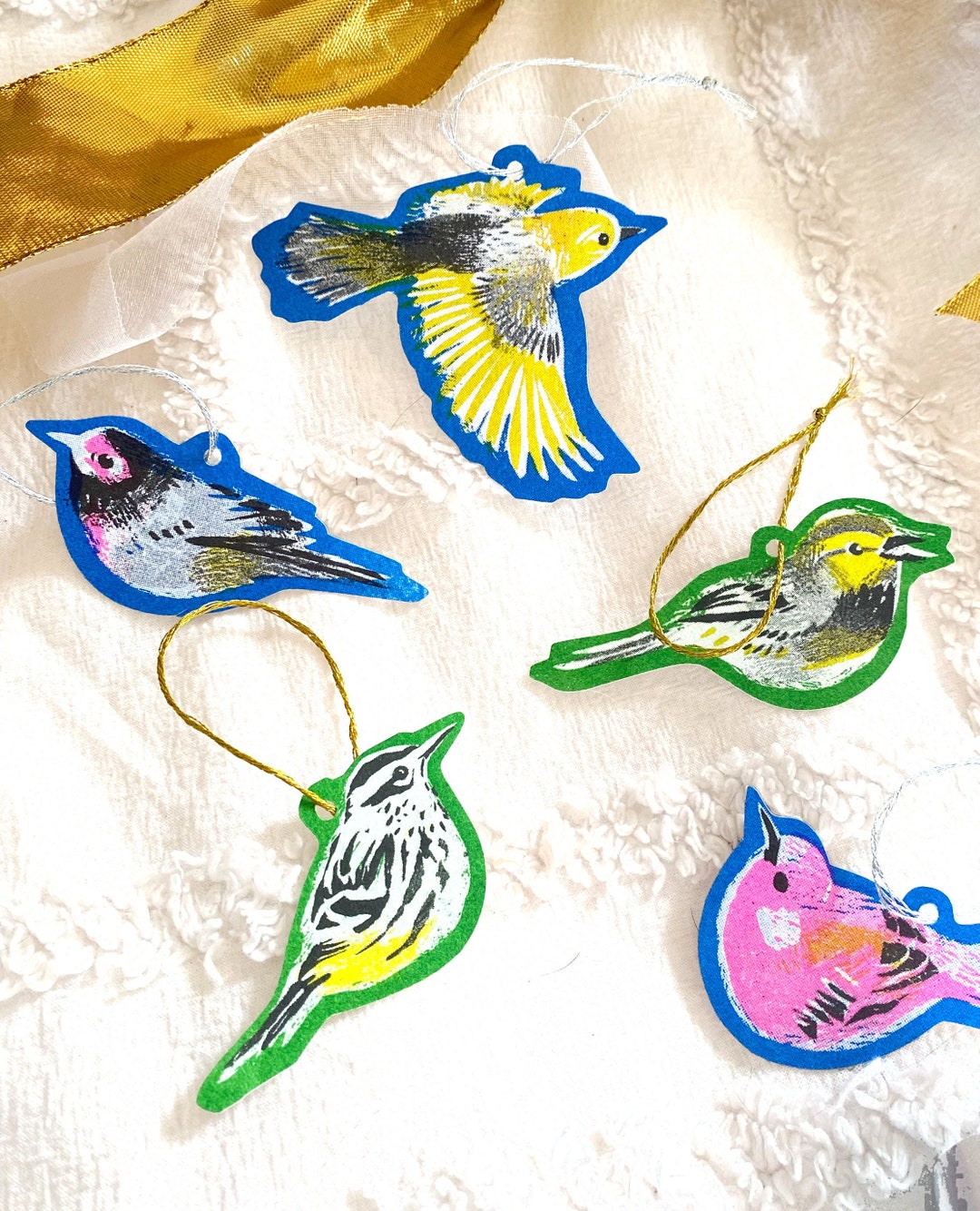 Wild Warblers ~ Set of 5 Unique Paper Ornaments / Gift Tags - Etsy