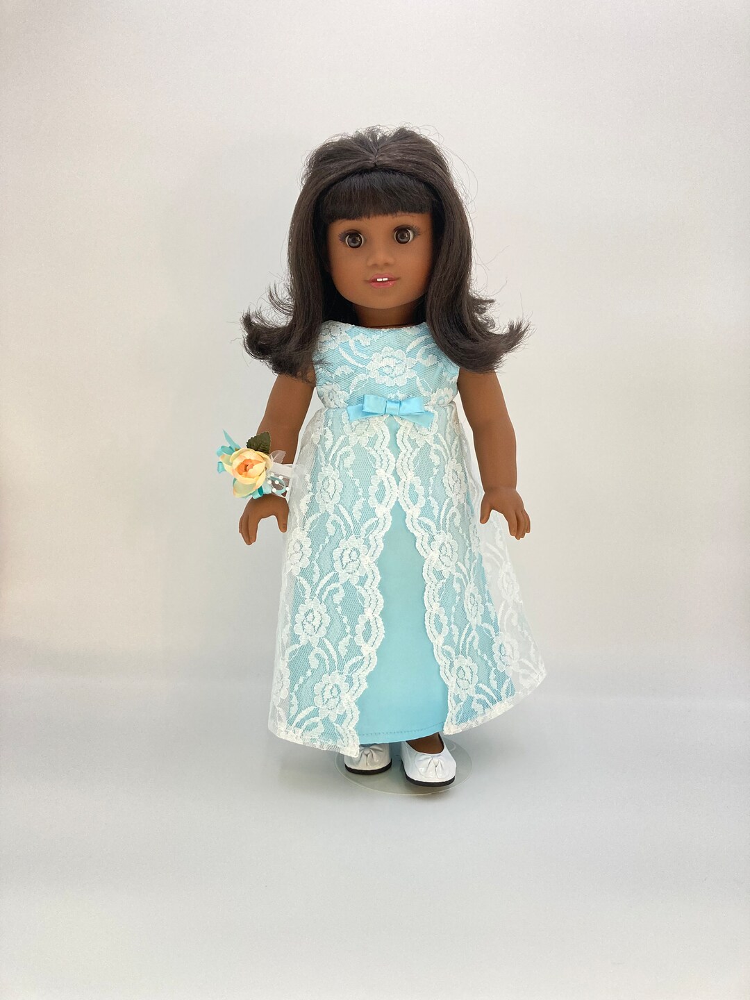 1960s Blue and Lace Prom Dress and Wrist Corsage for 18" Doll - Etsy