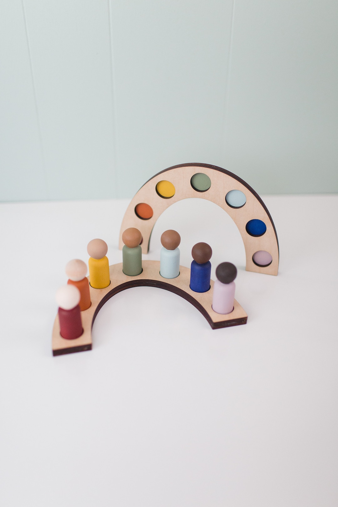 Rainbow Arch Peg Doll Set, Wooden Toys Multicultural Play Therapy - Etsy