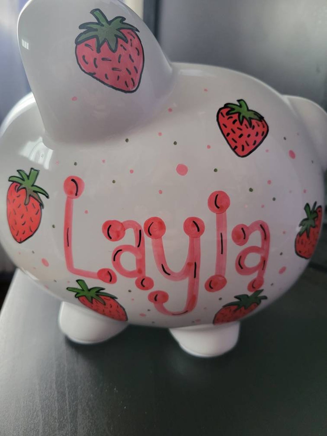 Strawberry Themed Piggy Bank - Etsy