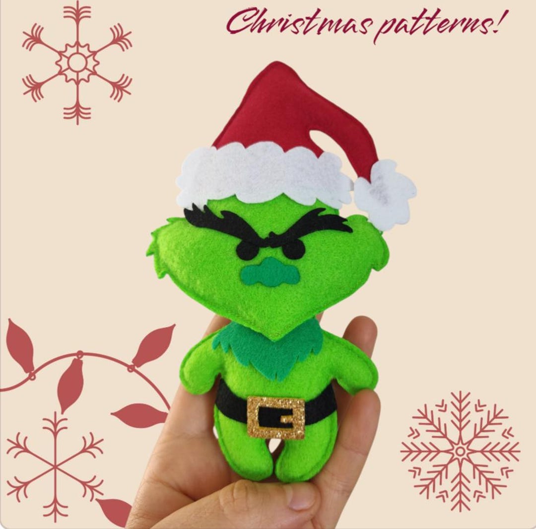 Patrón de muñeco Grinch en PDF / Patrón de fieltro / Patrón de muñeco ...