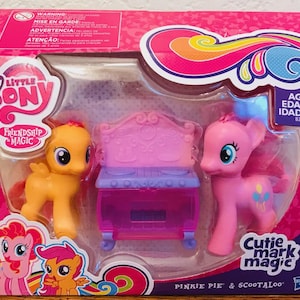 Vaulted My Little Pony PINKIE PIE & SCOOTALOO Cutie Mark Magic Bake Set - G4, 3", Brushable ...