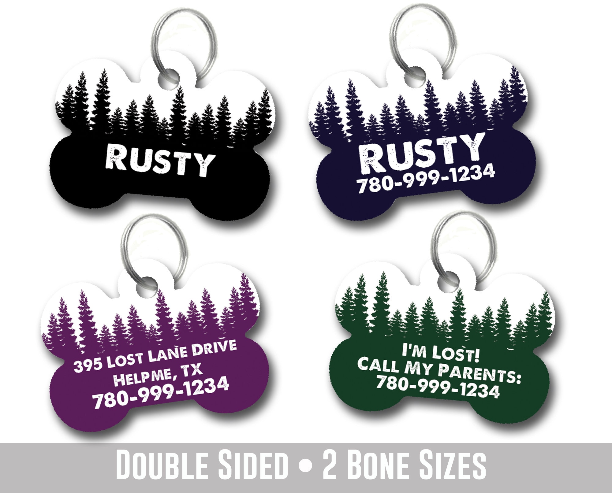Wilderness Pet ID Tag Custom Double Sided Dog Tag Tree Pet | Etsy