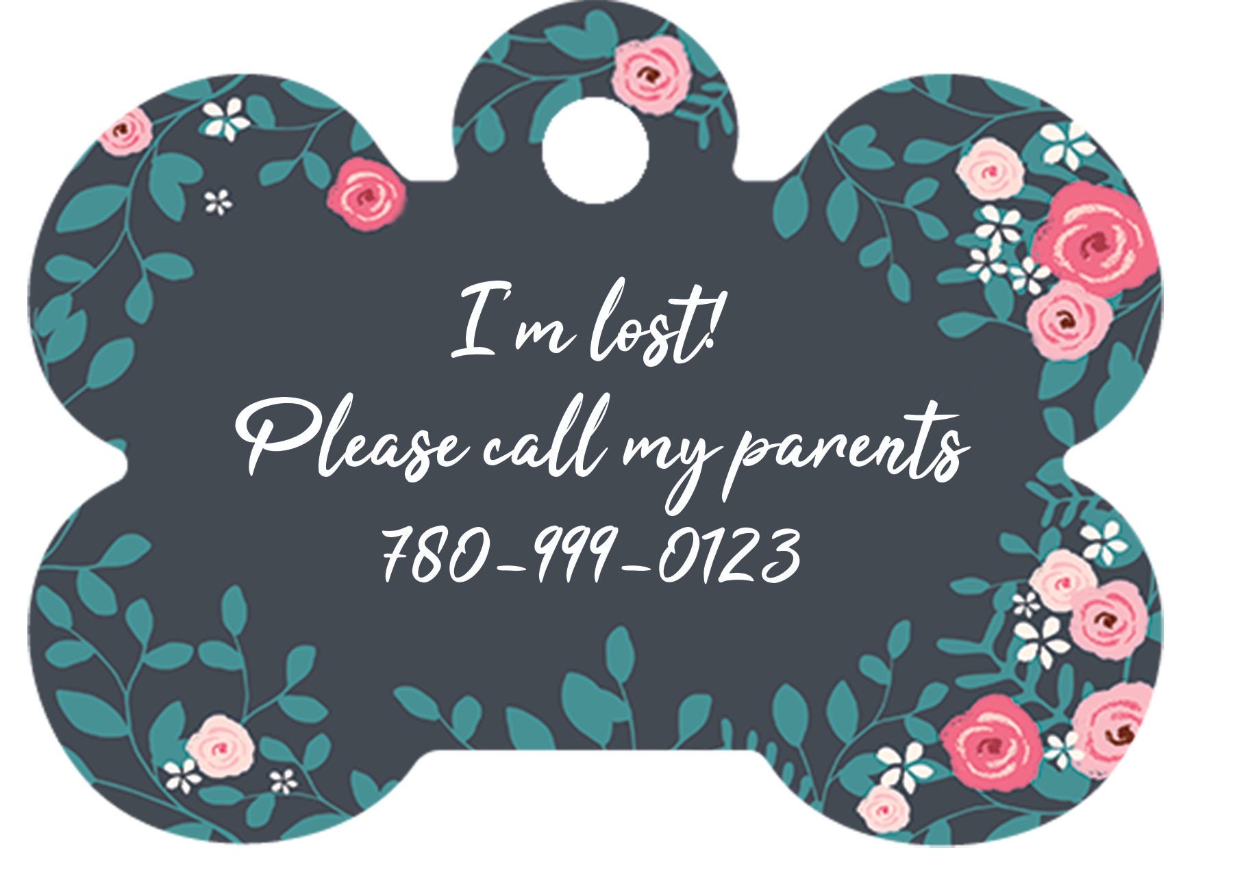 Grey Floral Dog Tag for Dogs Floral Personalized Pet ID Tag | Etsy