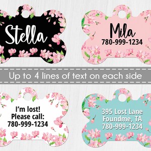 Pink Flowers Dog Tag, Dog ID Tag, Dog Tag, Floral Pet Tag, Girl Dog Tag ...