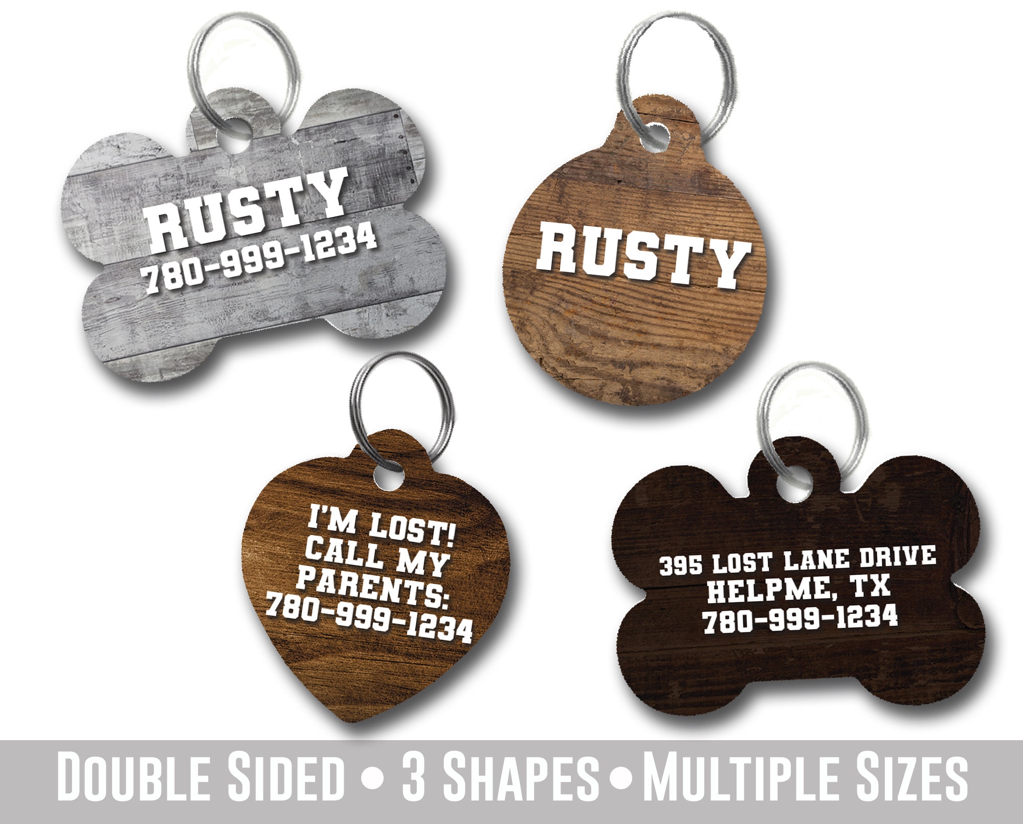 Wood Dog Tag for Dogs Rustic Double Sided Dog Tag | Etsy Italia