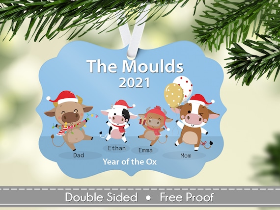 Ox Family Personalized Ornament Ox Customized Christmas Tree - Etsy