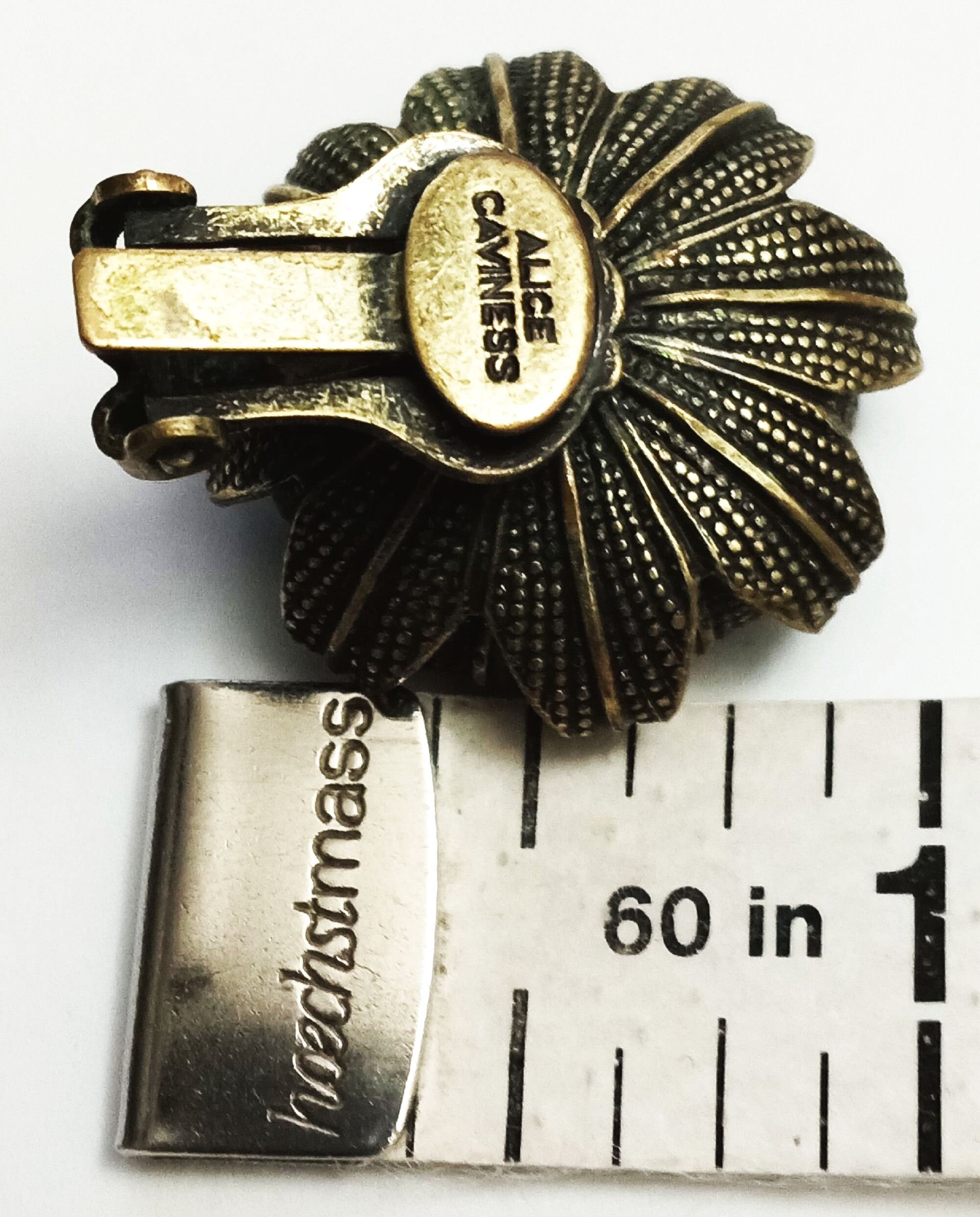 Vintage 1960s to Early 1970s Signed Alice Caviness Clip Earrings Bronze ...