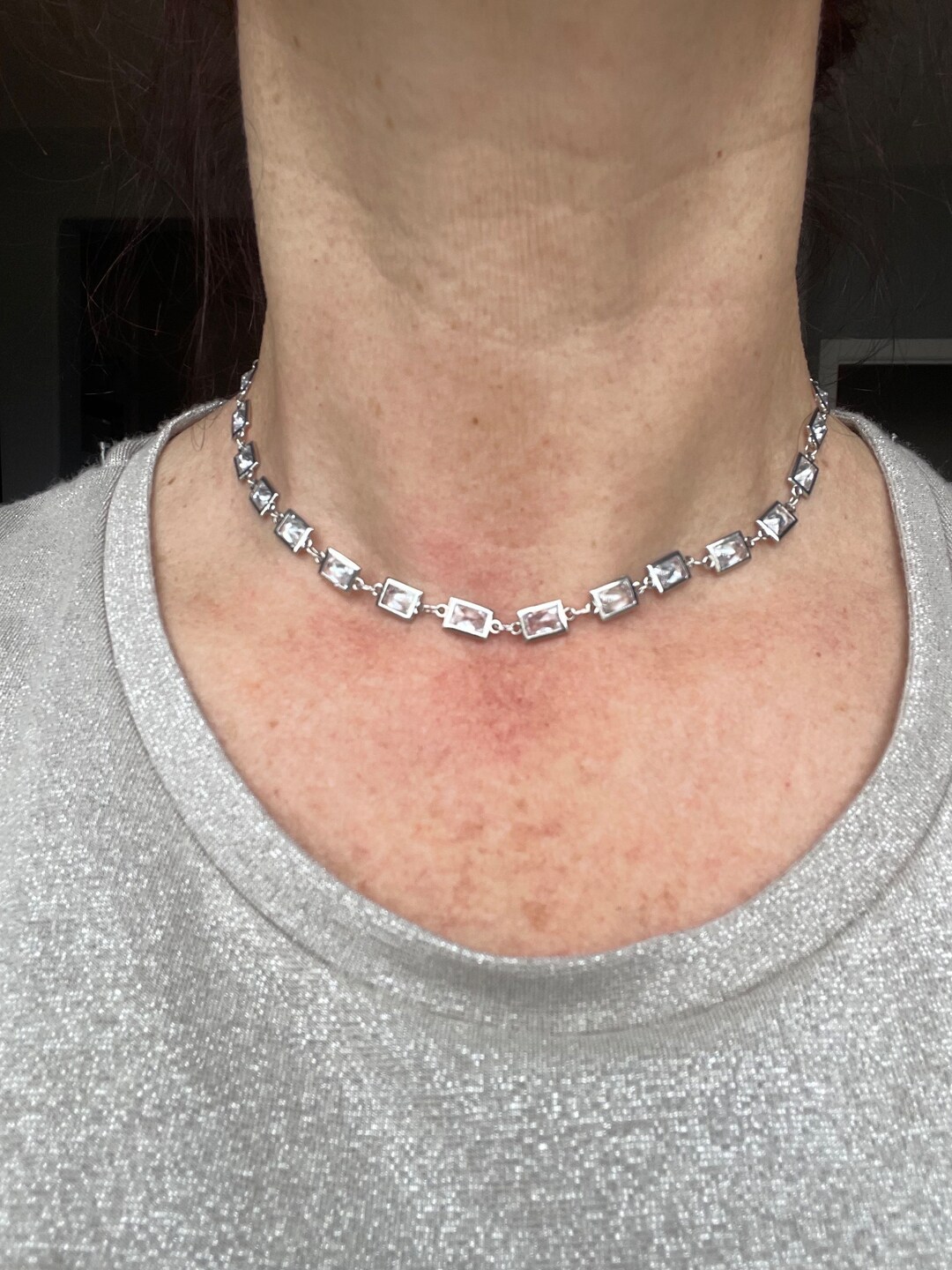 Sterling Silver Cubic Zirconia Choker, Cubic Zirconia Necklace ...