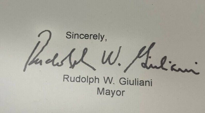Mayor Rudy Giuliani New York City Letter Signed Signature - Etsy