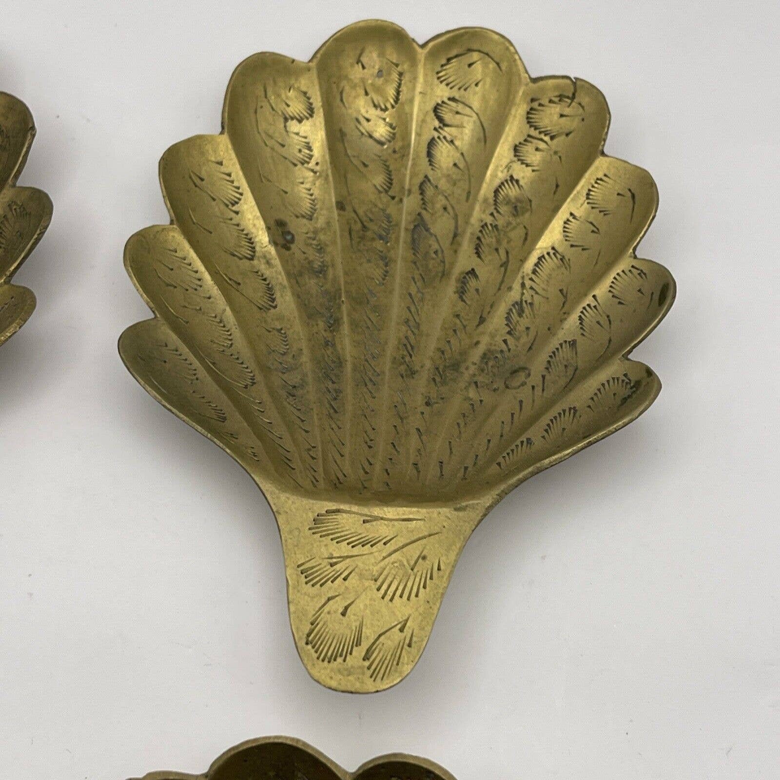 Vintage Scallop Shell Shaped Footed Dish Lot of 4 Brass India - Etsy