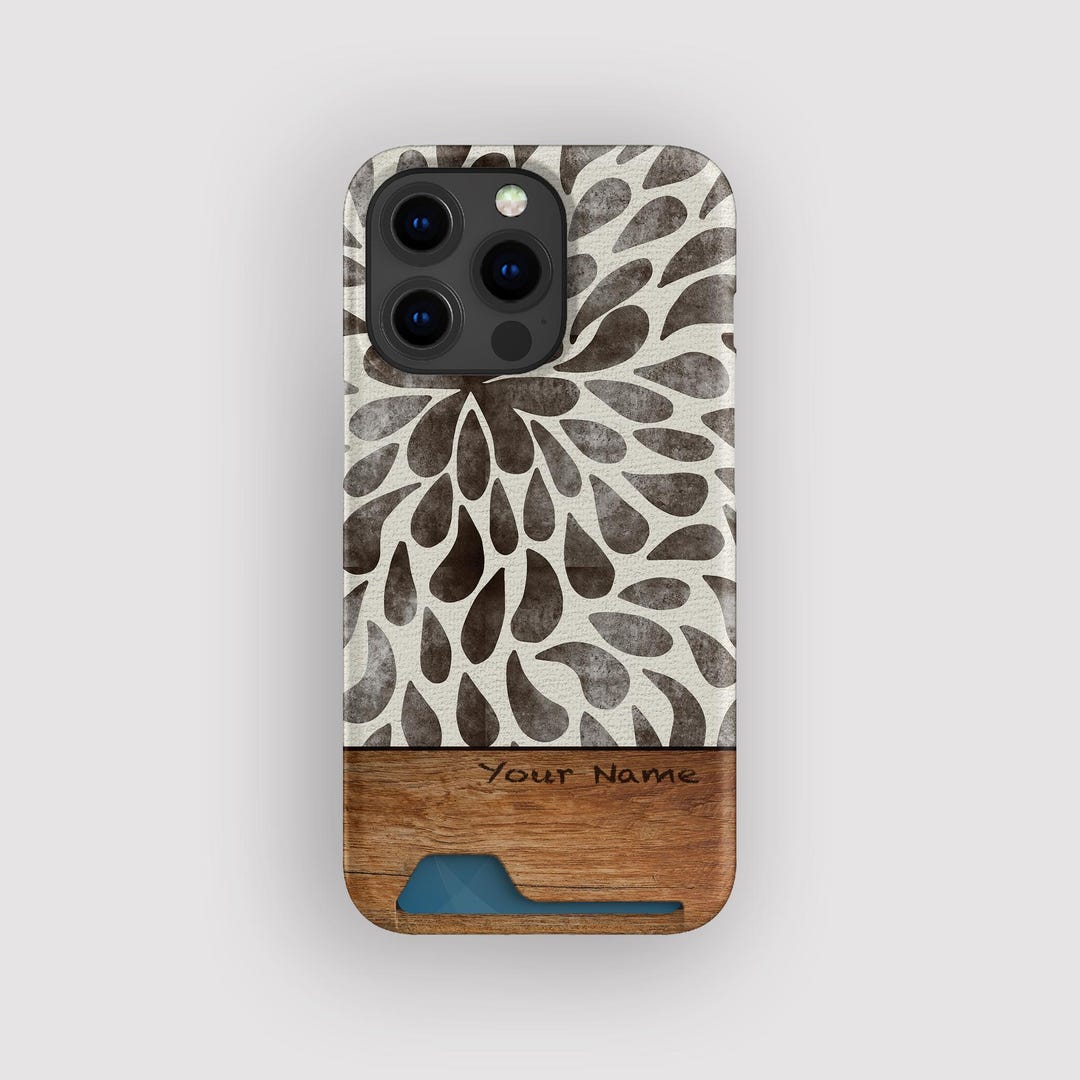 Ink Drop Phone Case With Card Holder: Mud Splash Design - Etsy