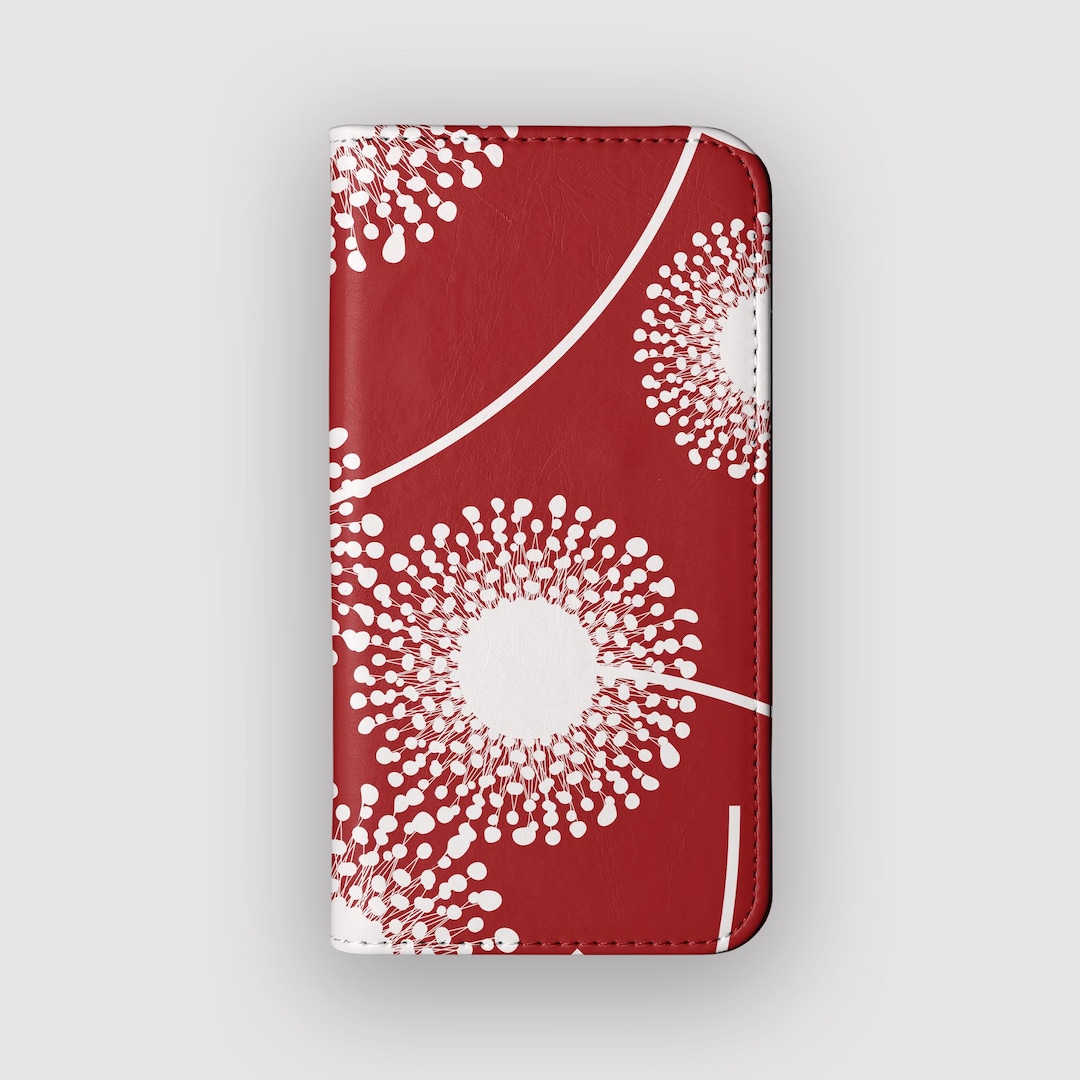 Cherry Dandy Red Floral Wallet Phone Case for iPhone 17, 16, 15 ...
