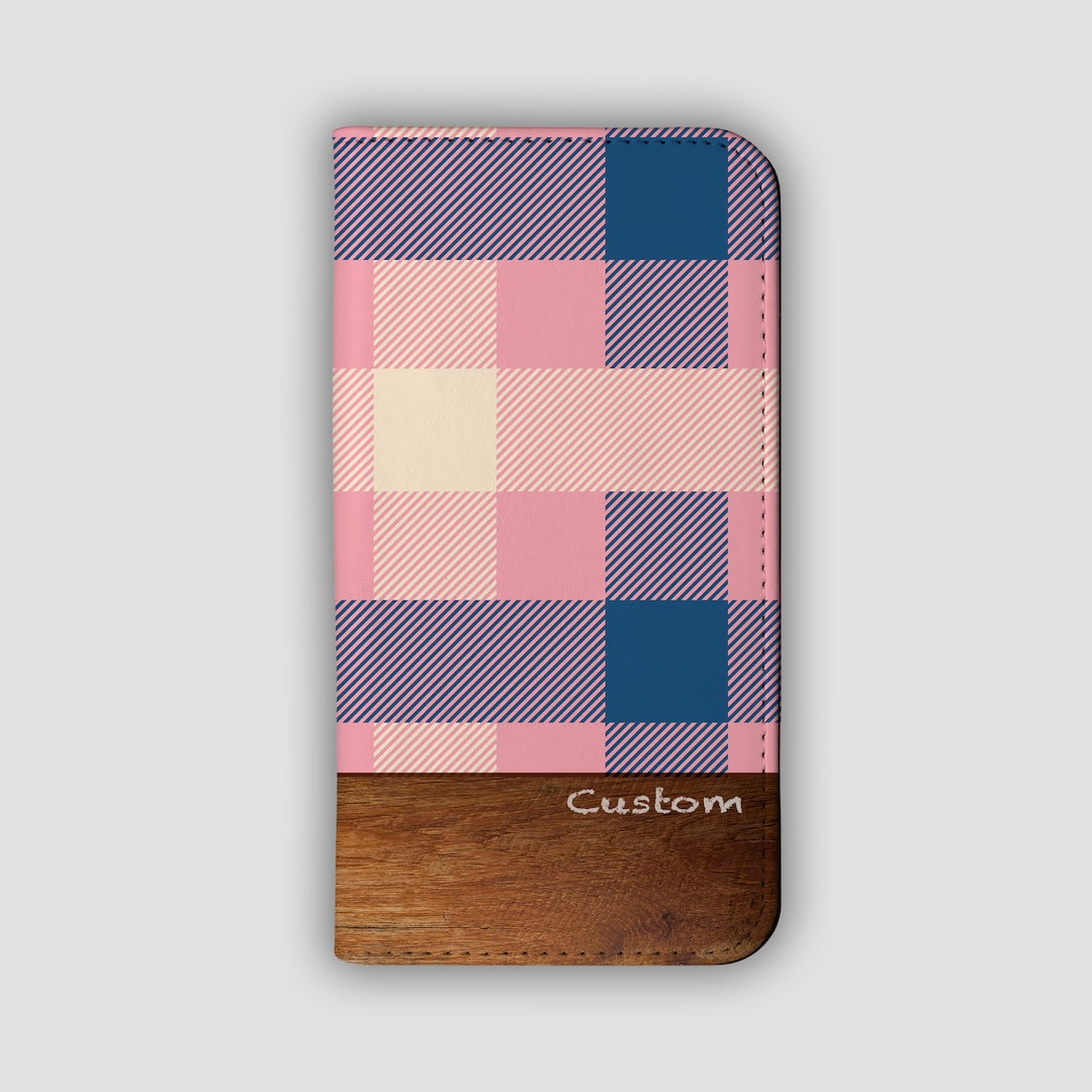 PINK CHECKS Phone Wallet Case for iPhone 15, iPhone 14, iPhone 13, 12 ...